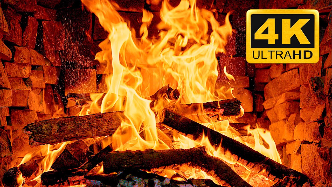 Relaxing Fireplace Ambience 🔥 3 Hours of Burning Logs Fireplace 4K ...