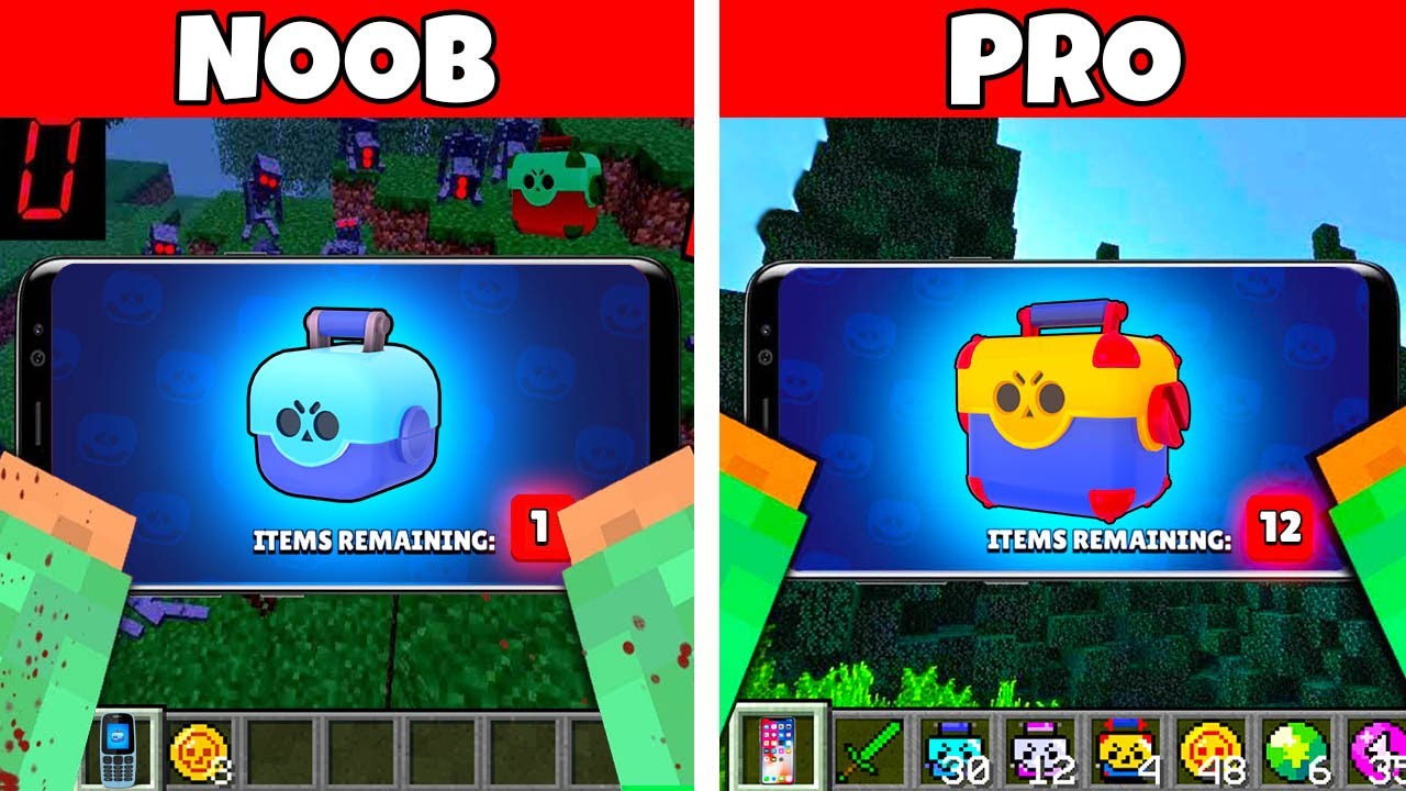 NOOB VS PRO: OPENED SCARY MEGA BOX AT 3 AM IN BRAWL STARS! Minecraft ...