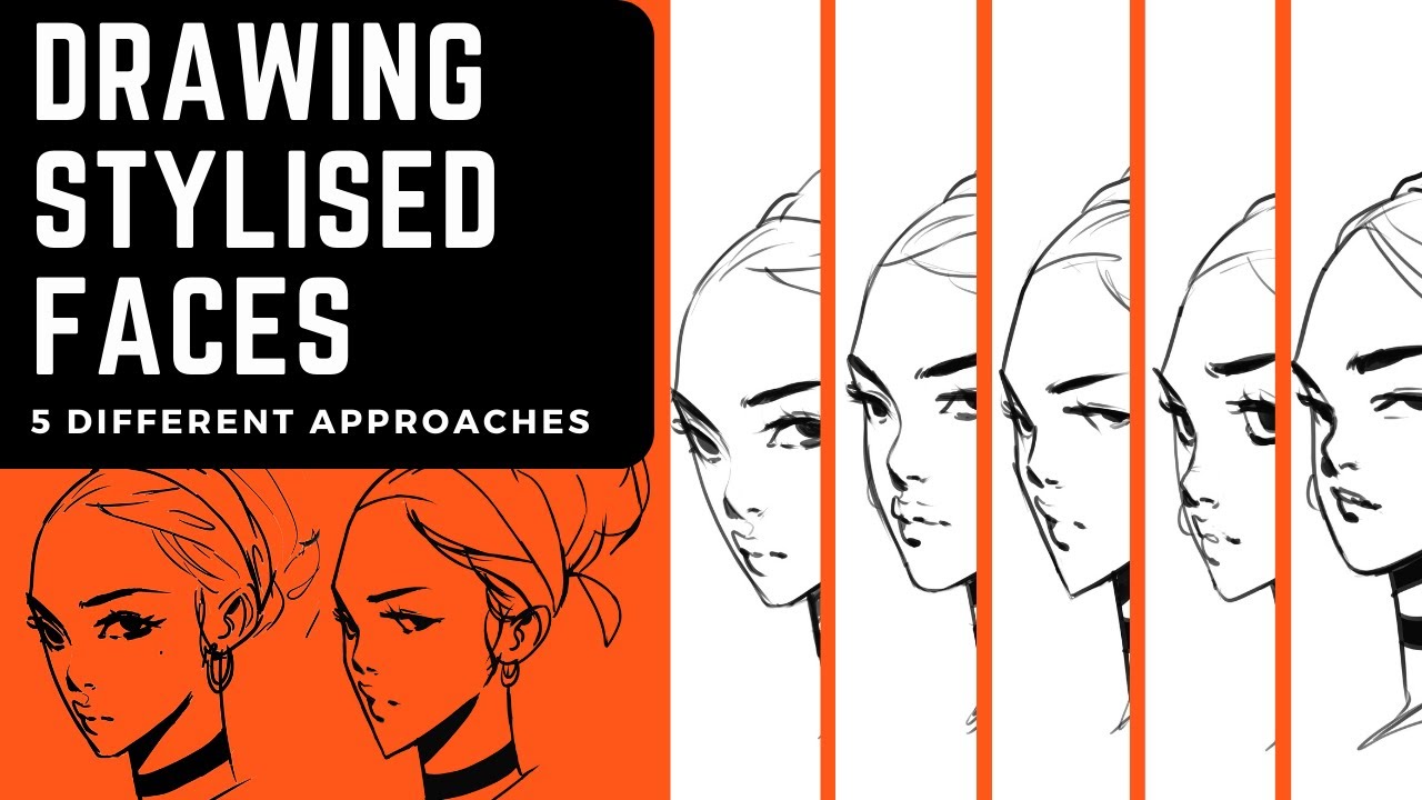 How to draw a stylised face in 5 different ways - YouTube