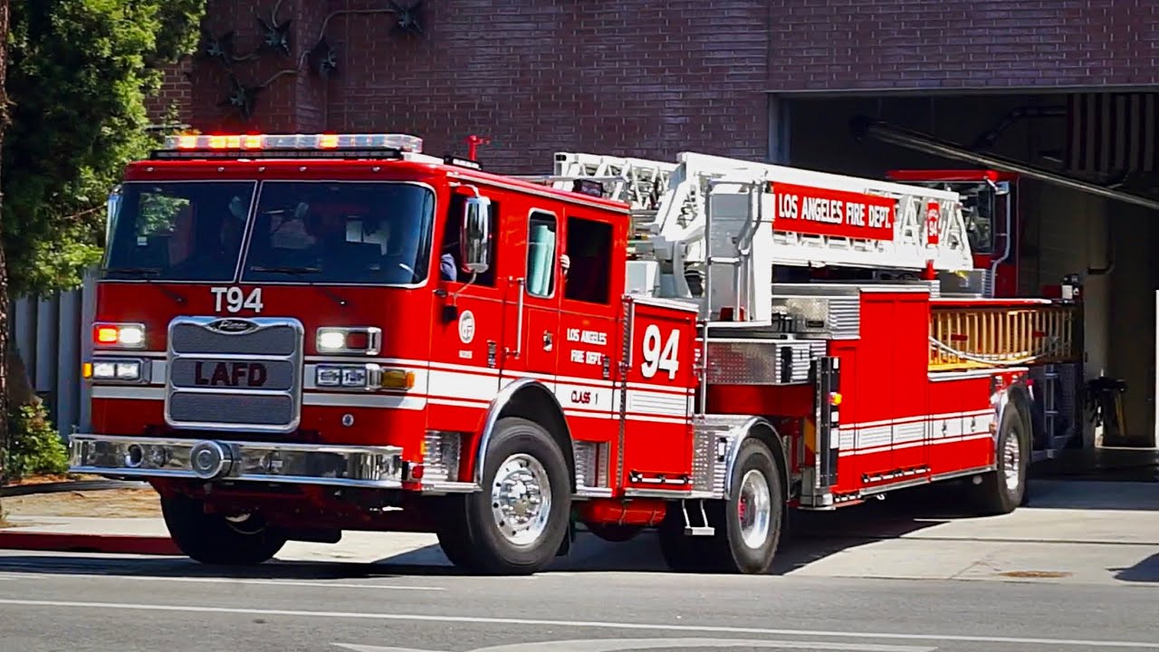 LAFD Light Force 94 Responding (NEW Pierce TDA) - YouTube