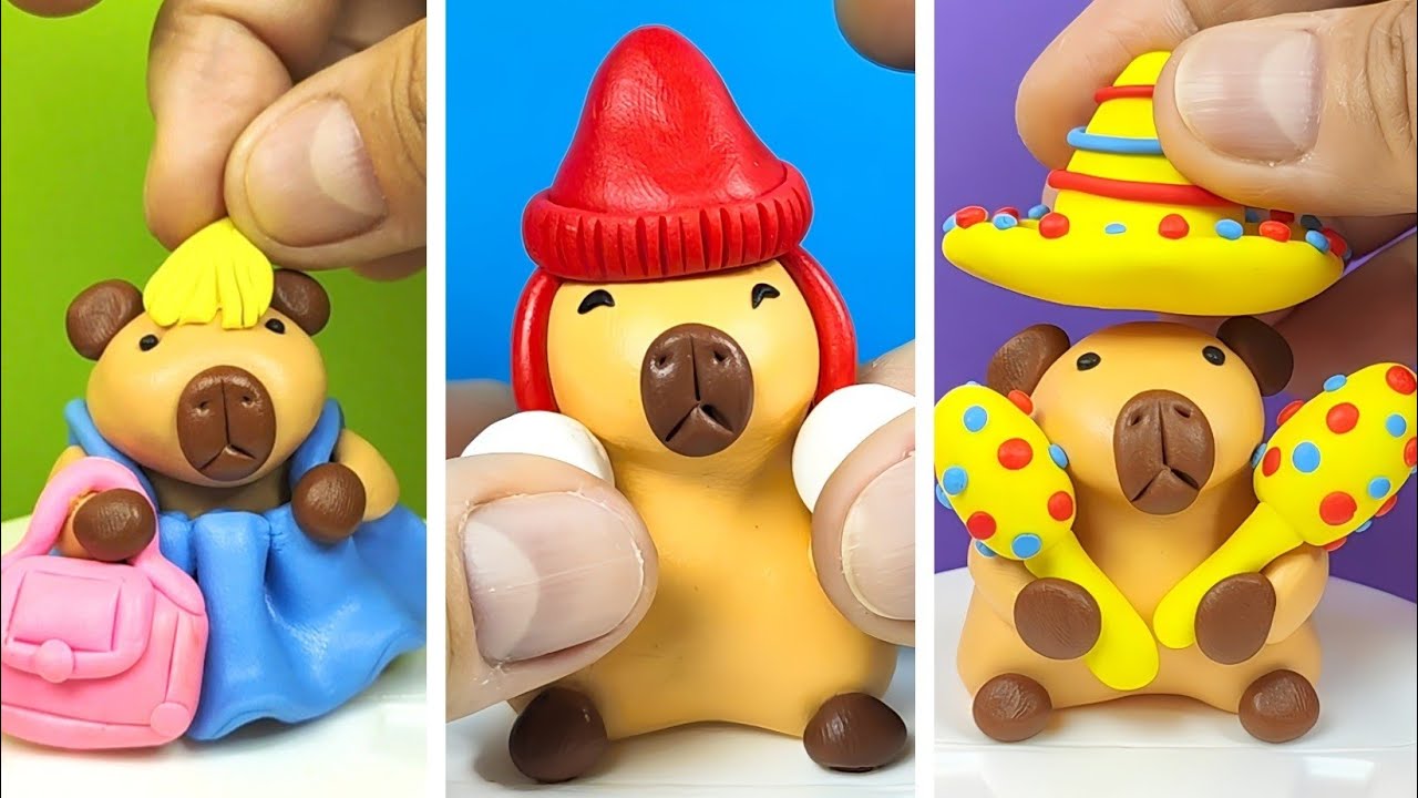 Making Capybara Clay Collection Part 8 | Polymer Clay Art - YouTube