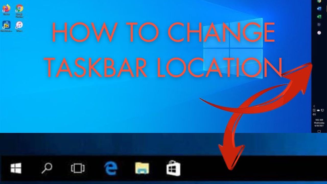 how to change taskbar location in window 10| window 7| window 8 - YouTube
