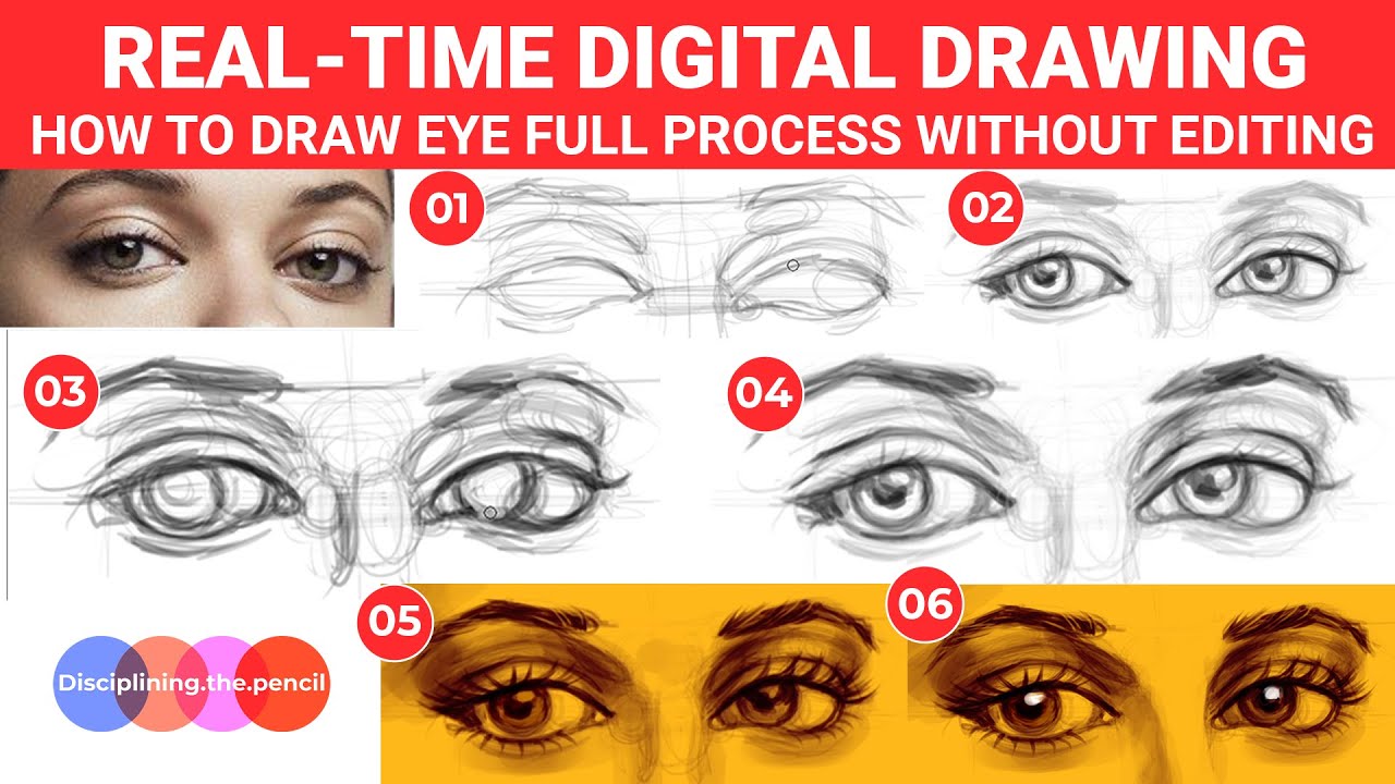 Drawing Study Human Eye | Real Time UnEdited Drawing Process for ...