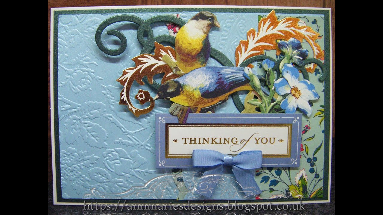 441.Cardmaking Project: Anna Griffin Embossed Blue Bird Card - YouTube