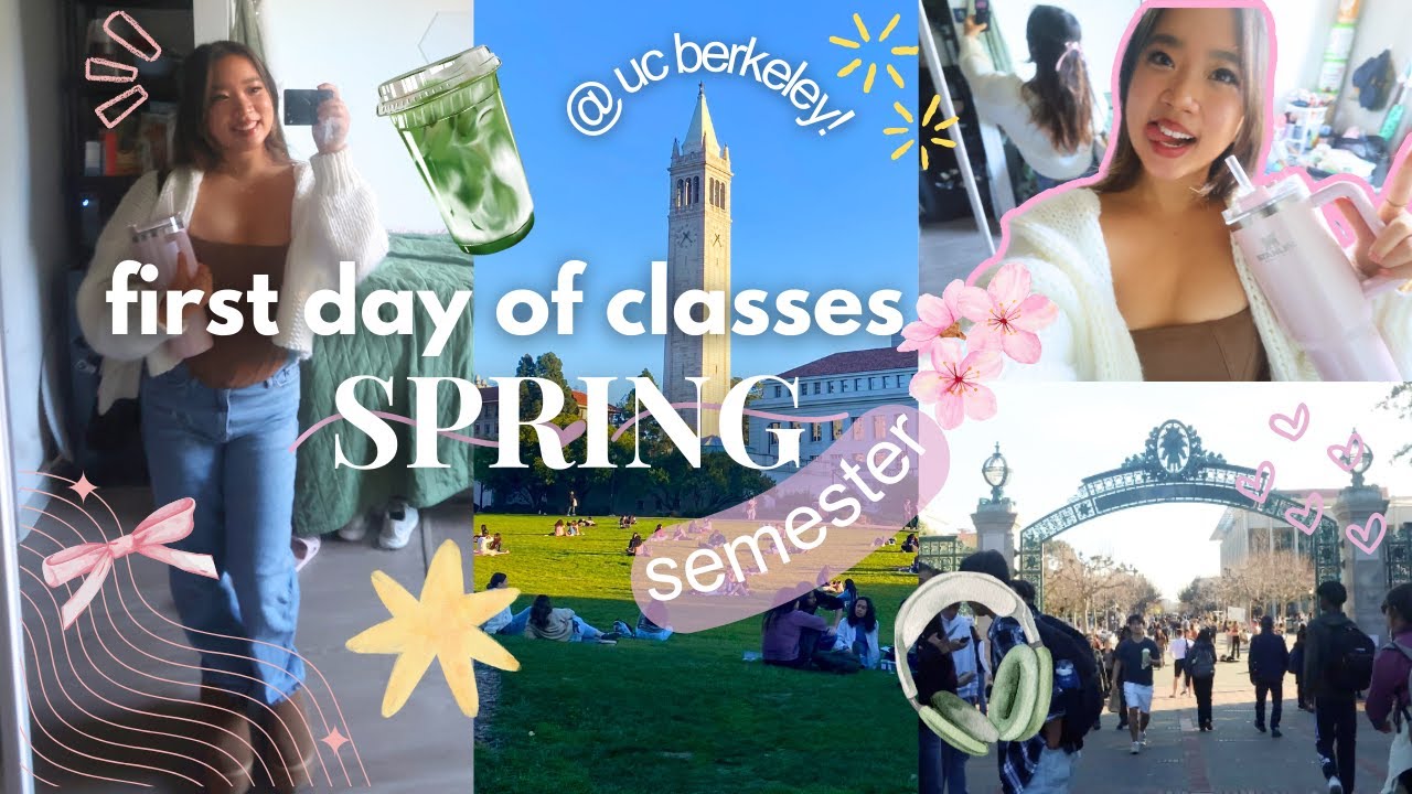 COLLEGE VLOG @ UC BERKELEY I FIRST DAY OF SPRING CLASSES 🎀 🎧(WE ARE SO ...