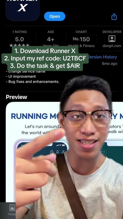 RUNNER X FREE AIRDROP! 📈1. Download Runner X2. Input my ref code: U2TBCF3. Do the task & get ...