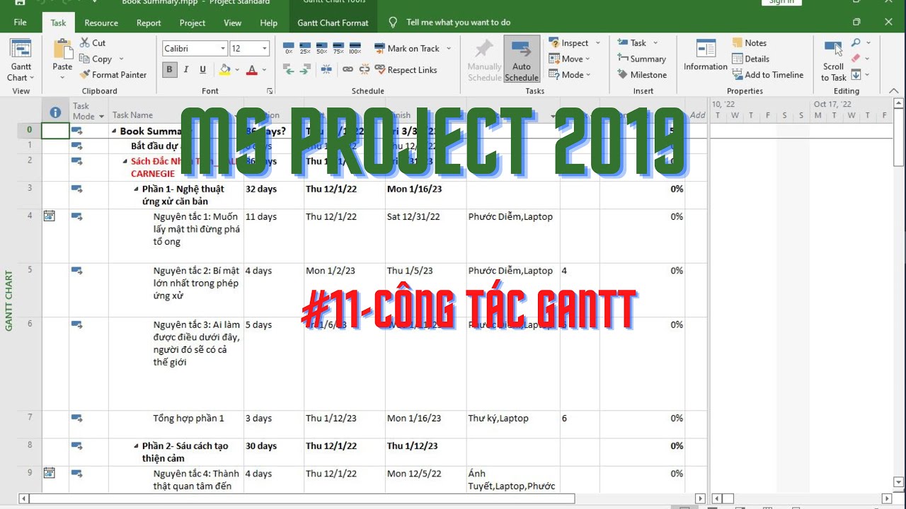 MS Project 2019- Công tác Gantt_11 - YouTube