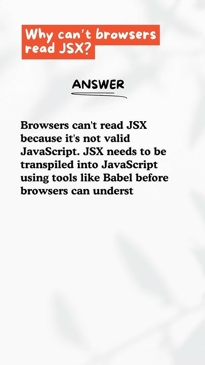 Why Cant Browsers Read Jsx Explained Shorts Ytshorts Codewithchitra Youtube