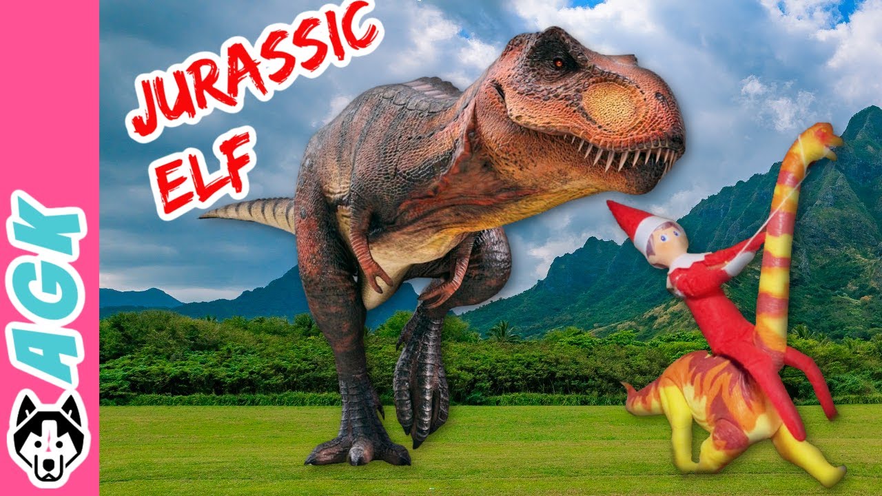 JURASSIC ELF ON THE SHELF! Christmas Dinosaur Elf Epic T-rex Showdown ...