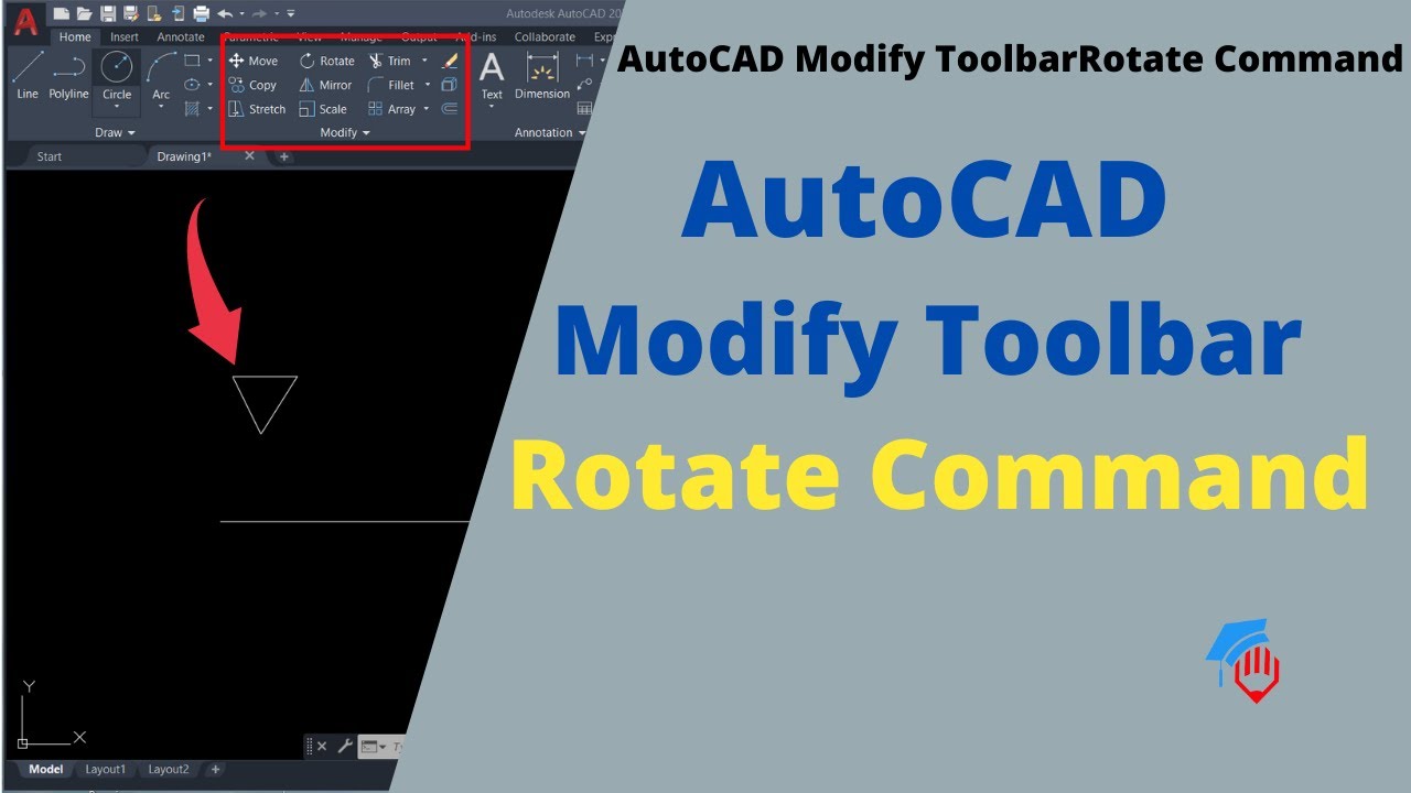 AutoCAD Rotate Command Modify Toolbar Extrasupport YouTube AutoCAD Rotate Command Modify Toolbar Extrasupport YouTube