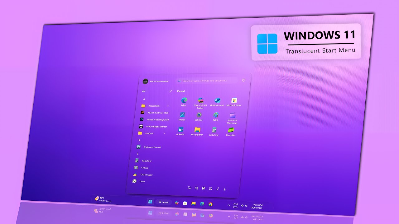 Translucent Complete Start Menu & Taskbar For Windows 11 - YouTube