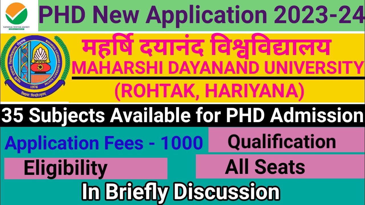 🎓😱🔔PHD New Admission Notification 2023-24//PHD New Application Form Out 2023-24//MDU UNIVERSITY🧑 ...