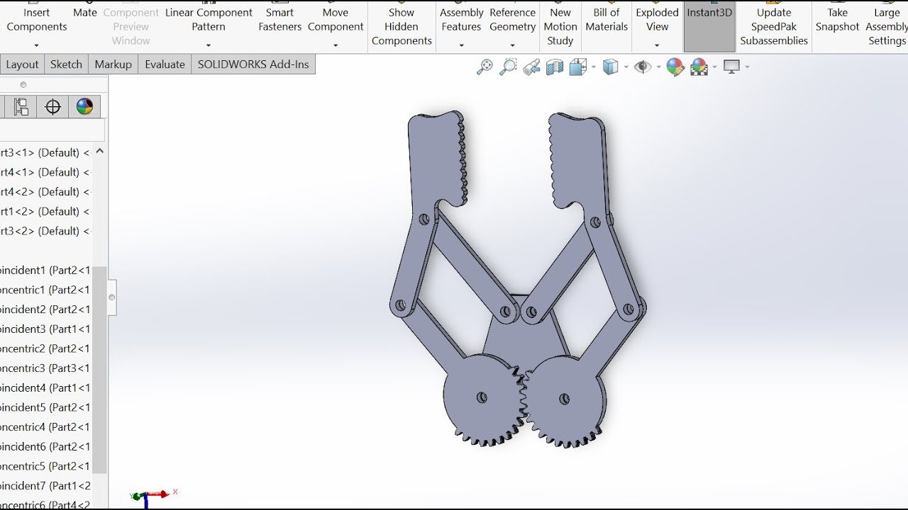 Gripper Solidworks assembly - YouTube