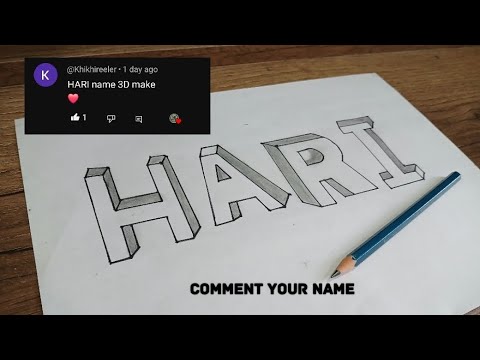 Hari name 3d drawing 😍 easy 3d drawing for beginners - YouTube