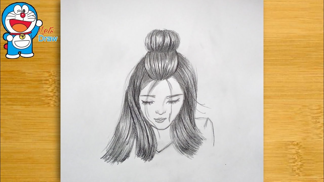 How to draw a girl with Half bun hair _ step by step || pencil sketch ...