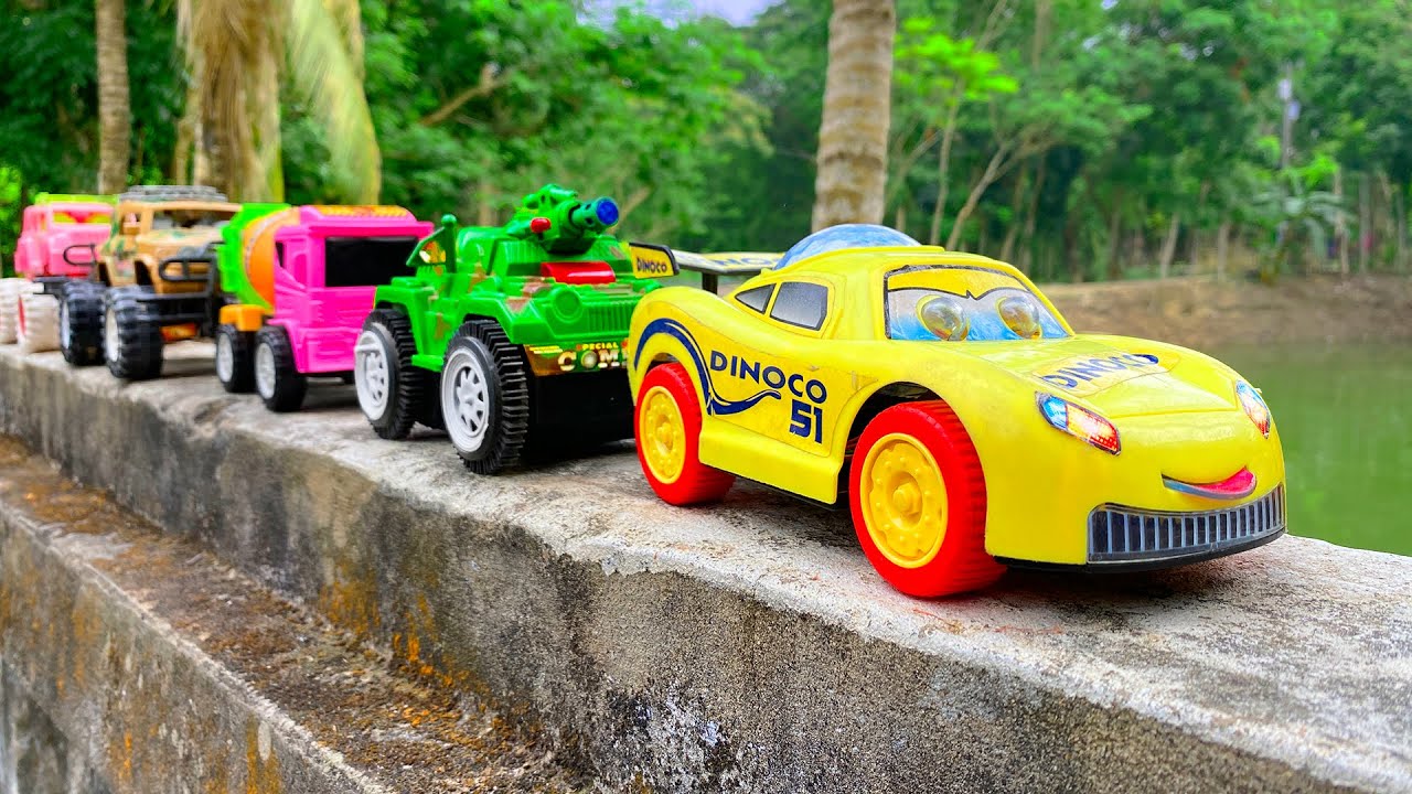Driving Dinoco 51 Car, Army Tank, Police Jeep car and Army jeep car by ...
