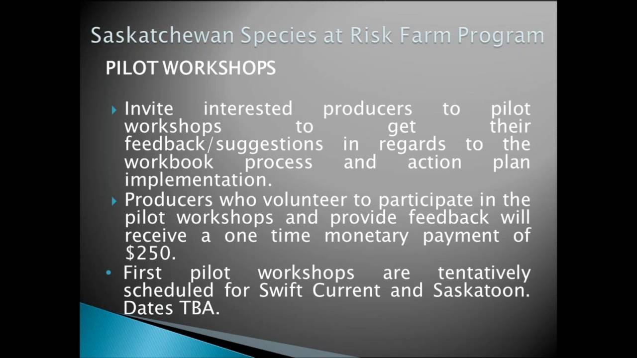 Saskatchewan Species at Risk Farm Program - Habitat Protection and ...