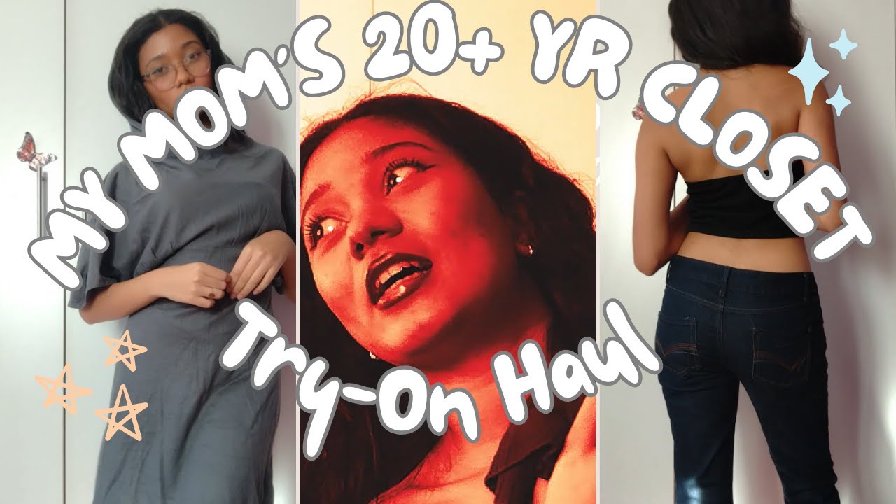 MY MOM'S CLOTHES || TRY ON HAUL || 20+YR CLOTHING - YouTube