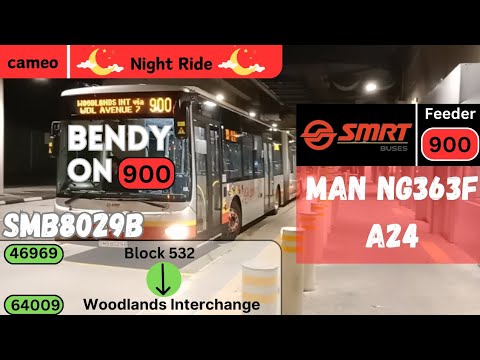 SMRT I [Bendy Skips 3 bus stops] I MAN NG363F A24 (SMB8029B) Cameo'd on ...