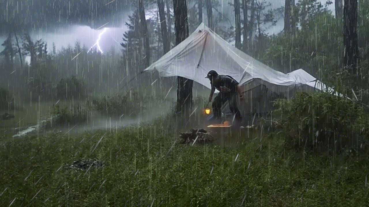 EXTREME BAD WEATHER‼️BEST CAMPING IN HEAVY RAINSTORM & THUNDERSTORMS ...