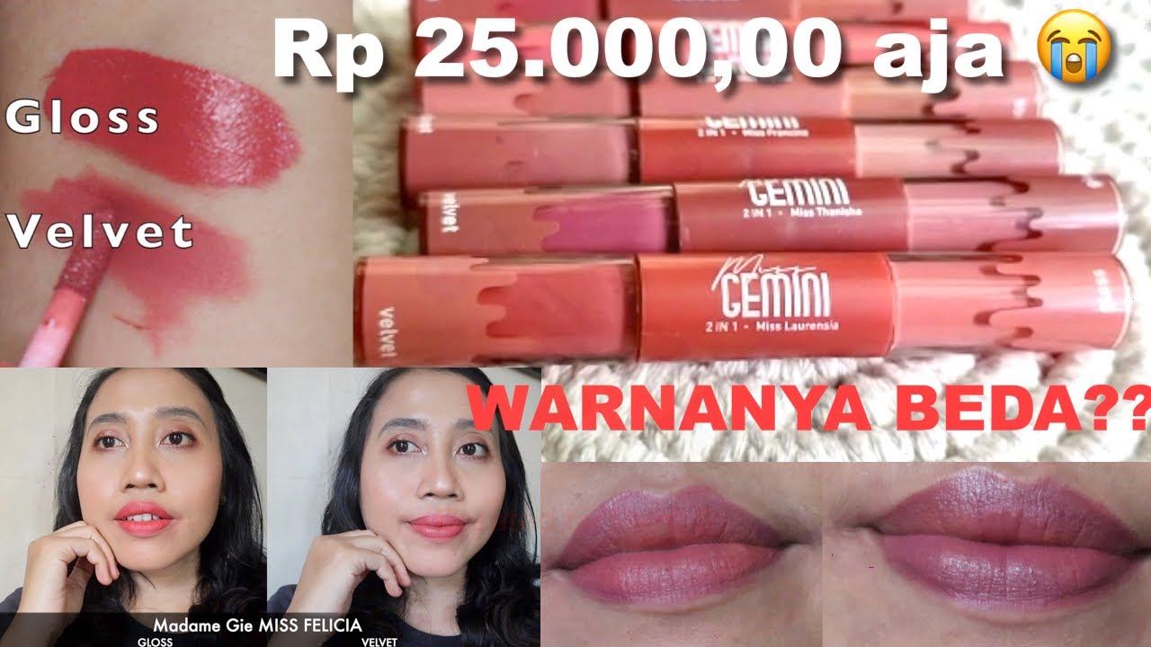 TERBARU ! MADAME GIE MISS GEMINI 2 IN 1 SWATCHES , REVIEW + TEST ...
