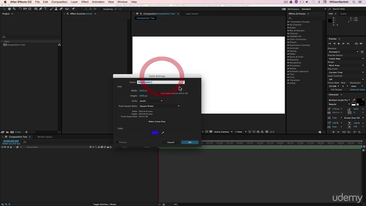 Creating a new solid layer-- Adobe after effects cc tutorials for ...