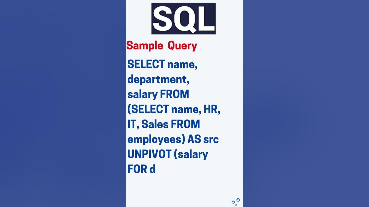 What is UNPIVOT in SQL? #SQL #interview #interviews #facts #learning - YouTube