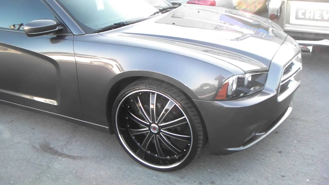 877-544-8473 24 Inch Red Sport 77 Black Rims Dodge Charger Wheels Free ...