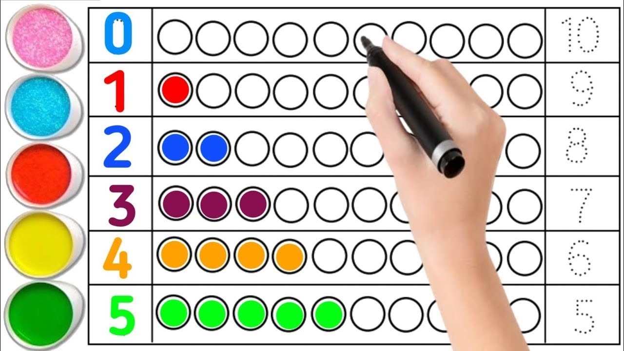 Let's Write 1 to 10 numbers | Colors name for toddlers | Kids learning ...