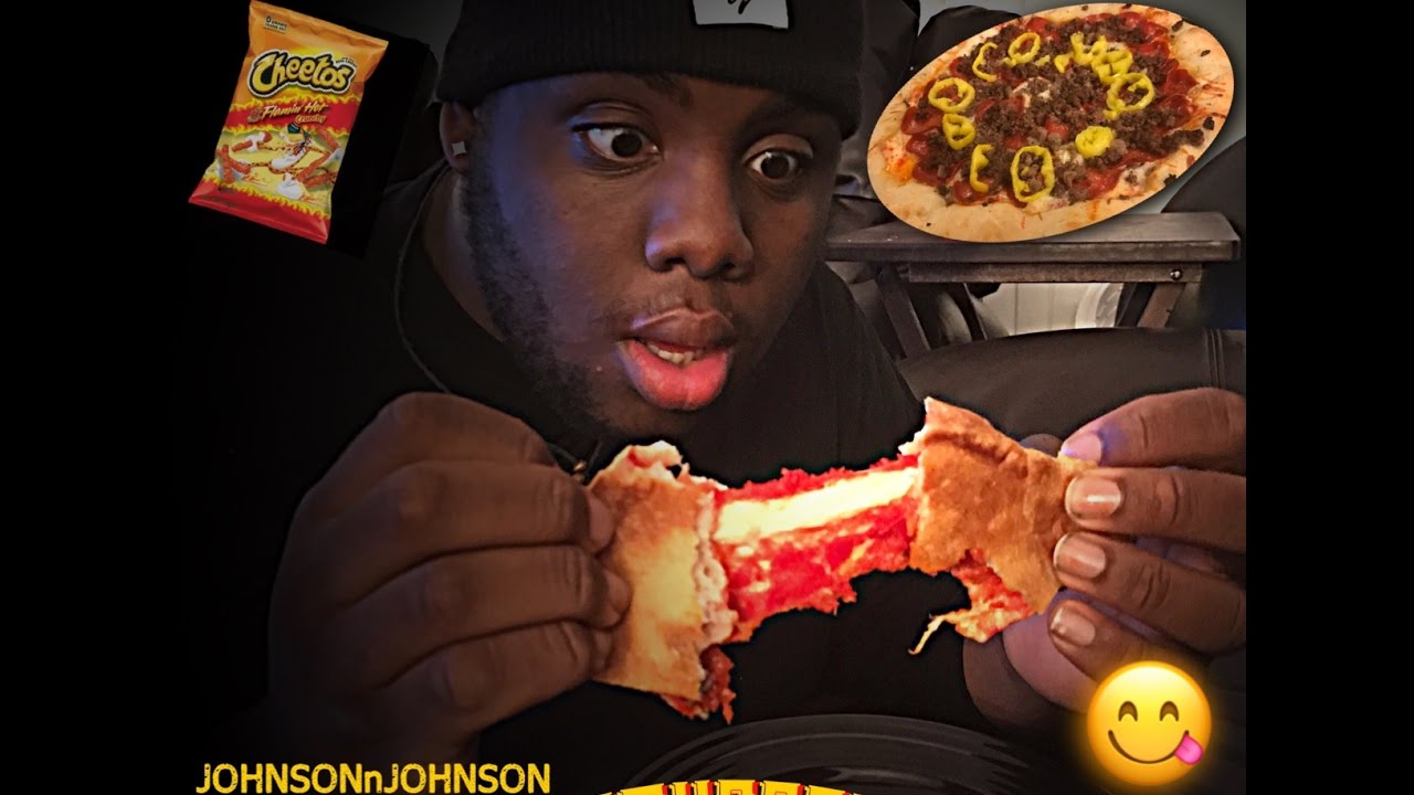 HOT CHEETOS STUFFED CRUST PIZZA! - YouTube