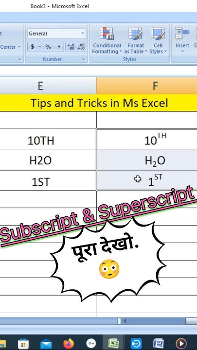 how to use subscript and superscript in Microsoft Excel | 🔥 tips and tricks in excel 🔥 - YouTube