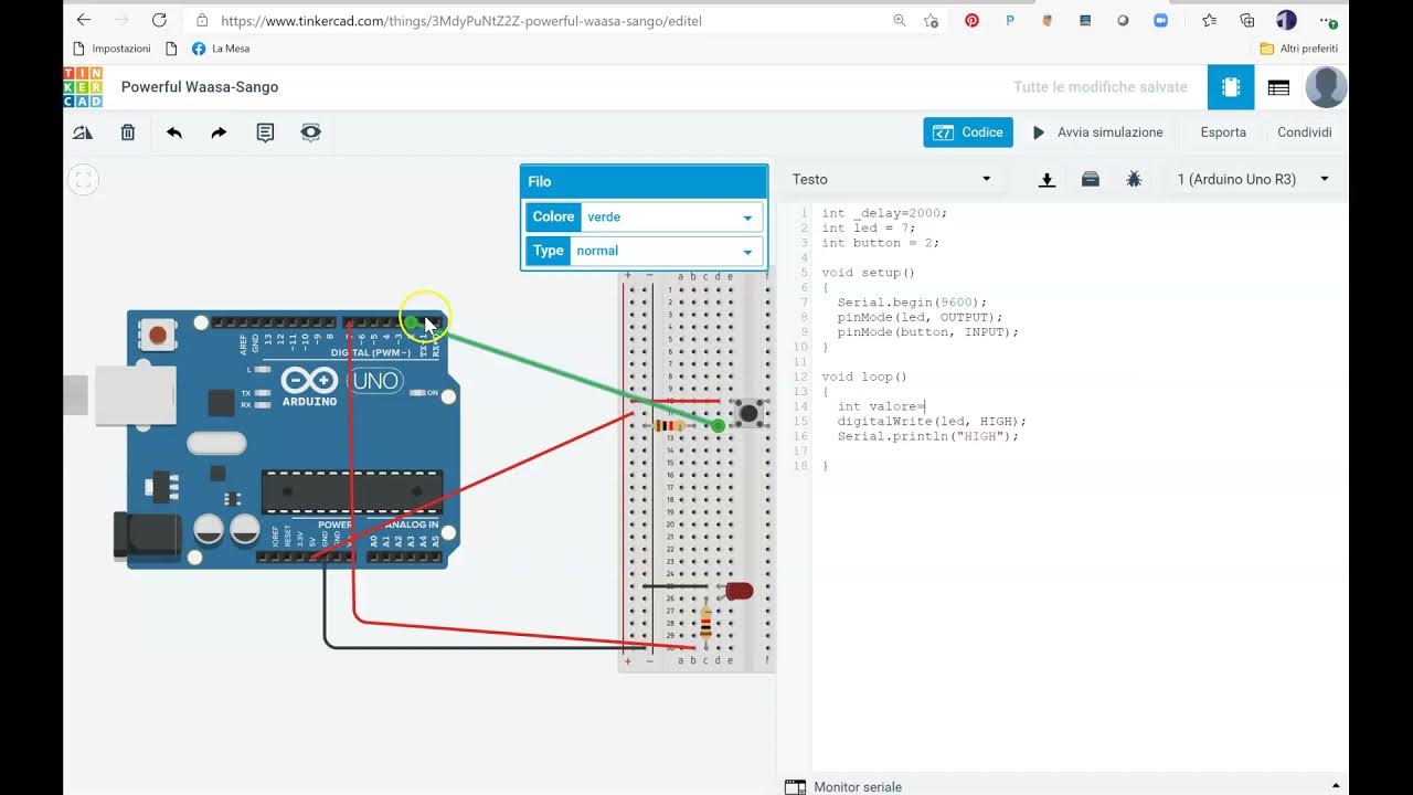 Tinkercad Accesione Led Tramite Pulsante Youtube