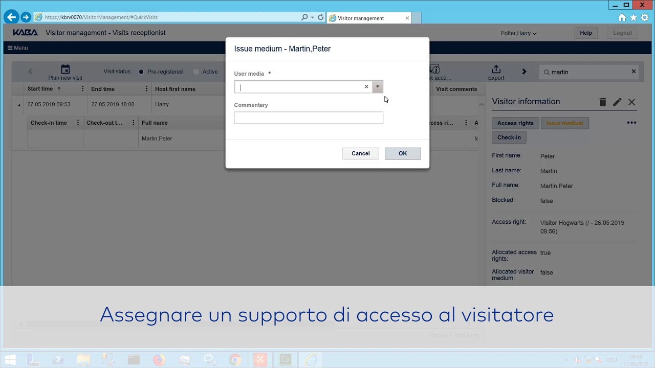 Kaba exos 9300 - Check in del visitatore preregistrato - YouTube