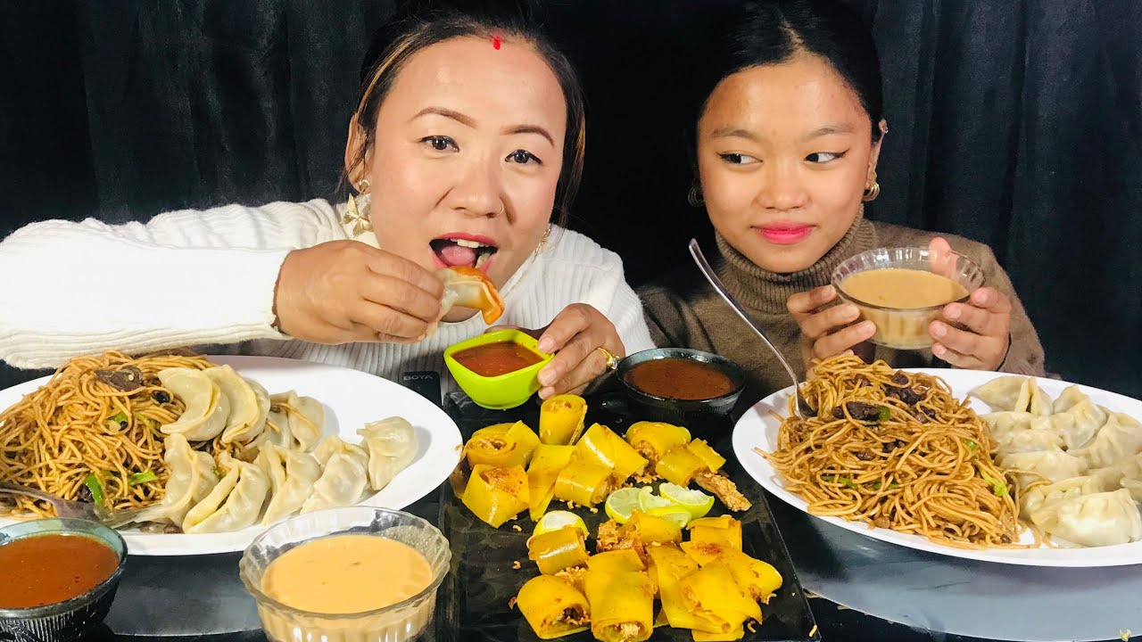 Eating Spicy Laphing,Juicy Buff MoMo & Chaumin Challenge |Fupu ...