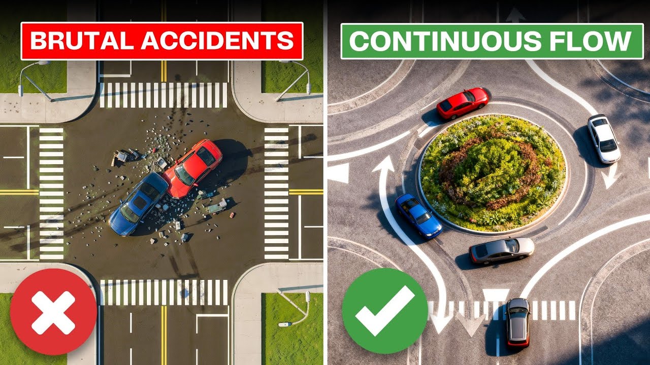 Why Roundabouts Are Safer Than Traffic Lights - YouTube