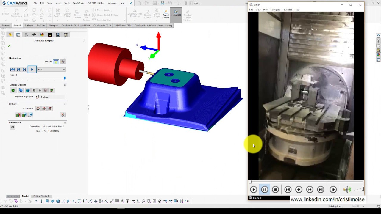 CAMWorks 2019: 4 axis strategy. - YouTube