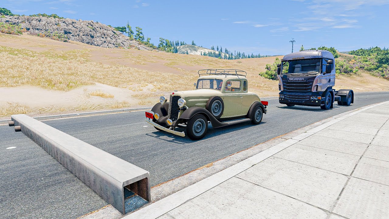 Car vs Ledge #1 | BeamNG Drive | Vehicle Destruction Physics - YouTube