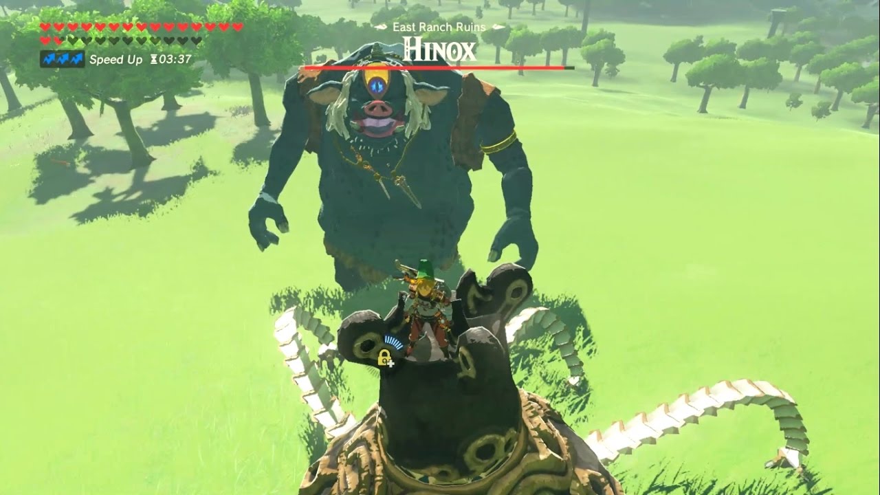 Zelda Breath of The Wild - Link vs Hinox vs Guardian - YouTube