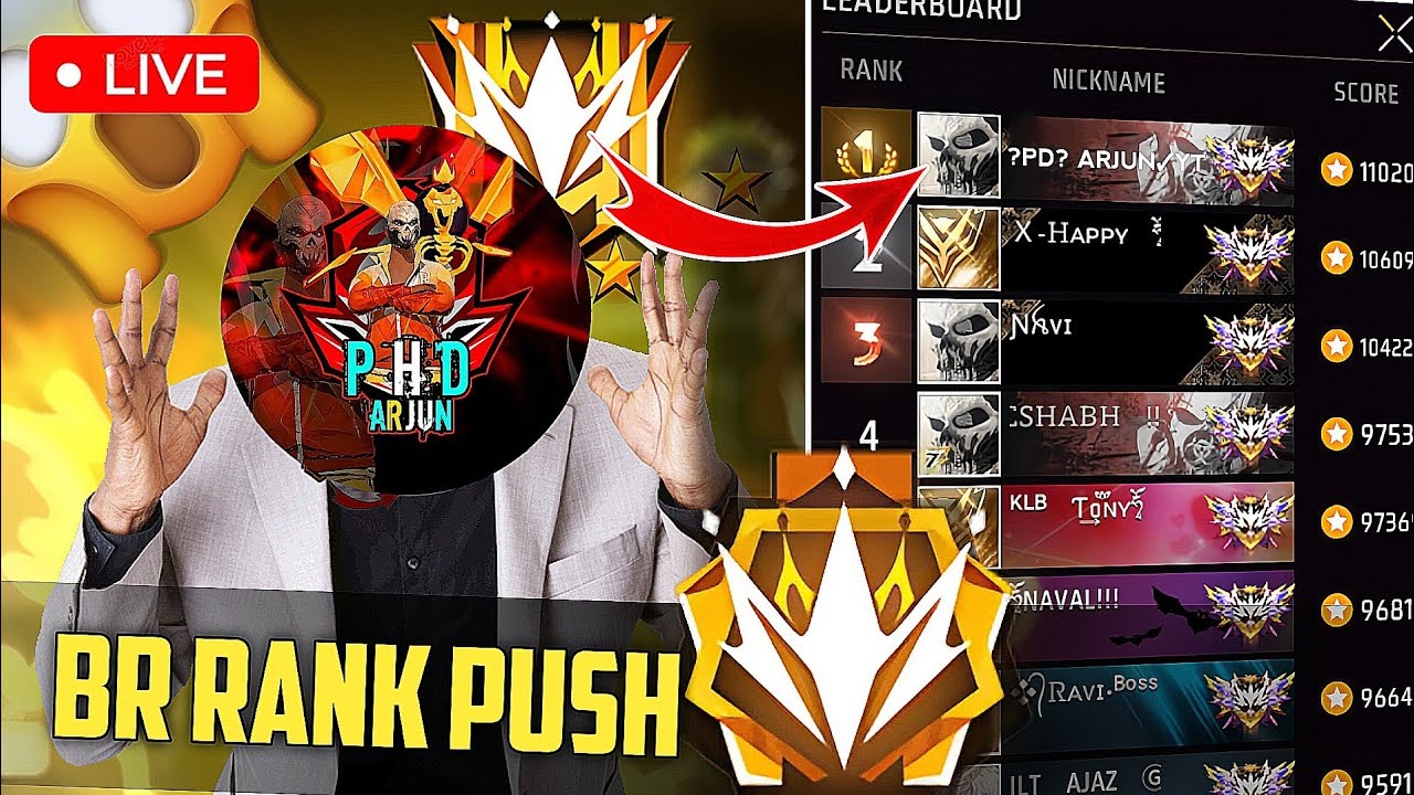 🔴[ LIVE ] BR RANK PUSH IN FREE FIRE MAX || BRONZE TO GRANDMASTER REGION ...