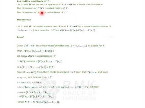 Linear Algebra and Partial Differential Equation-unit2-Null space and Range space , & Theorems ...