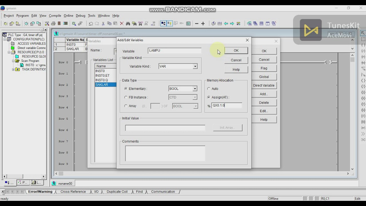 #2 Fungsi Timer ON Software PLC GMWIN - YouTube