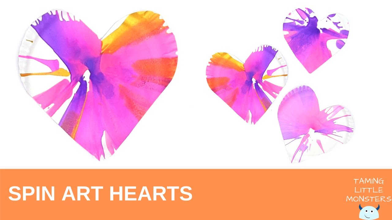 Spin Art Hearts - Easy Valentines Craft - YouTube