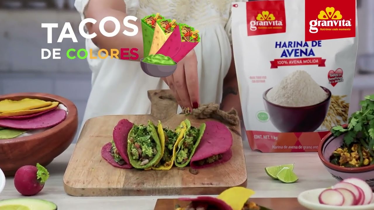 Ricos tacos de colores con tortilla de avena 🌮 - YouTube