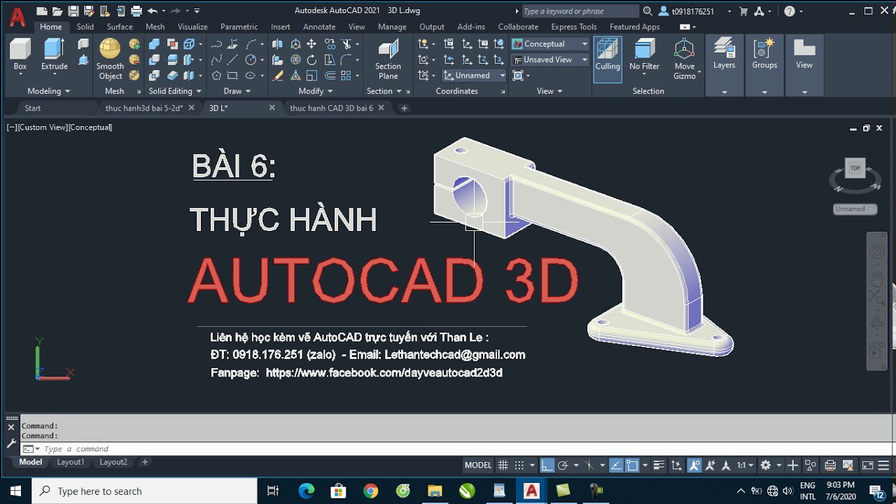Bài 6: Thực hành vẽ AutoCAD 3D - Practice AutoCAD 3D drawing - YouTube
