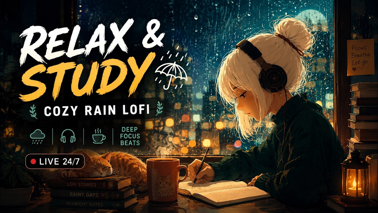 ☕ Cozy Rain Café Lofi | Calm Beats for Focus, Coding & Late Night Study ...