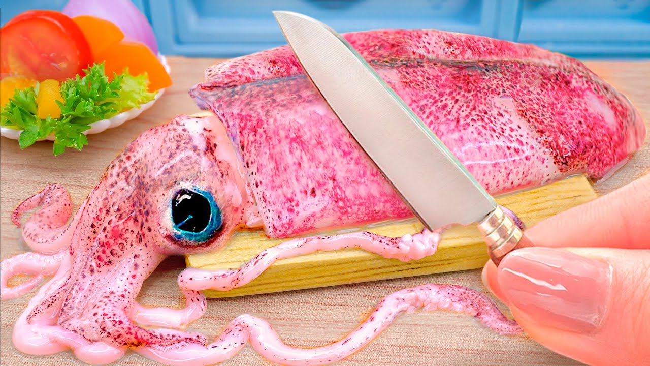 So Tasty Miniature Cooking Seafood Idea 🦑 Delicious Stuffed Squid ...