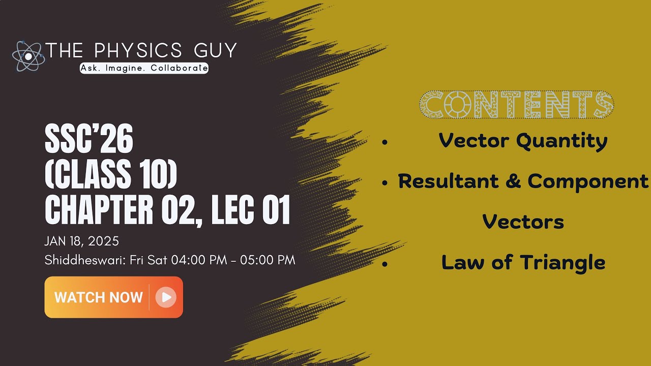 SSC 26 English Version Chapter 02 Motion | Lec 01 | Vectors, Resultant ...