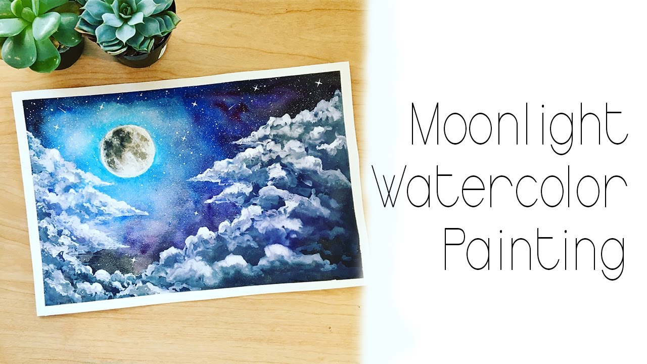 Moonlight Watercolor Painting - YouTube