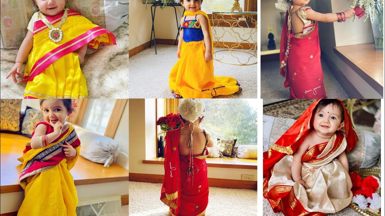 cute baby girl saree look // Baby girl saree design 2021 very beautiful ...