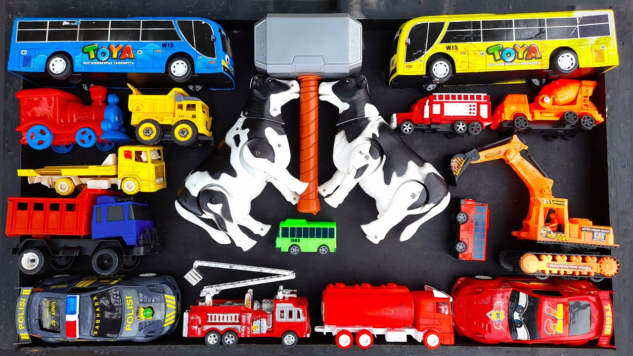 Mobil balap, Mobil polisi, Mobil truk, Sapi, Bus tayo, Kereta api ...